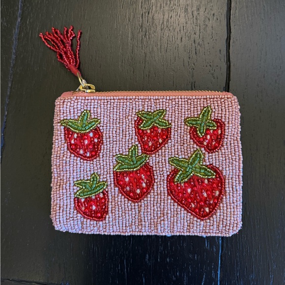 Bags | Nwt Viral Beaded Strawberry Coin Purse Pouch Made In India ...